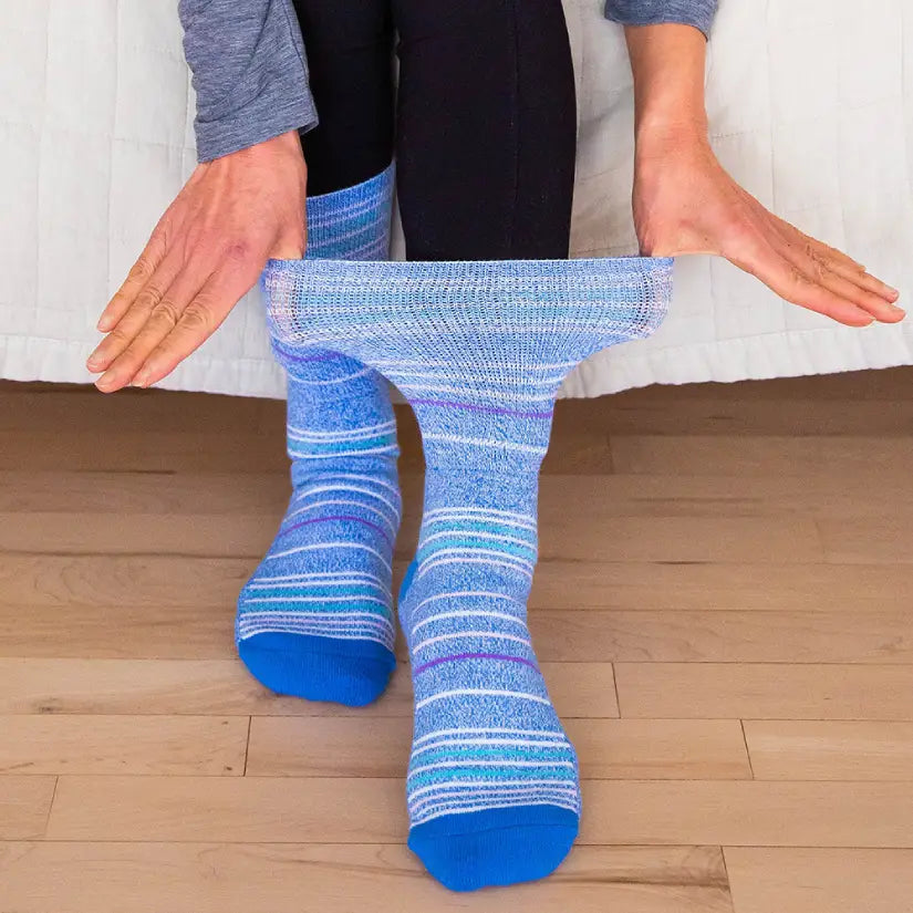 3-Pack Diabetic Socks - Rose, Blue Stripe, Grey Polka Dot – Dr. Segal's